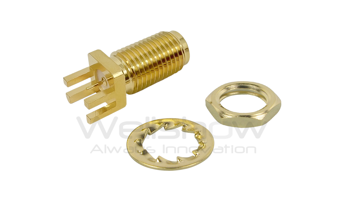 SMA Jack(Female) Straight, Bulkhead Edge Mount, 50ohm, 6GHz, 6.35x6 ...