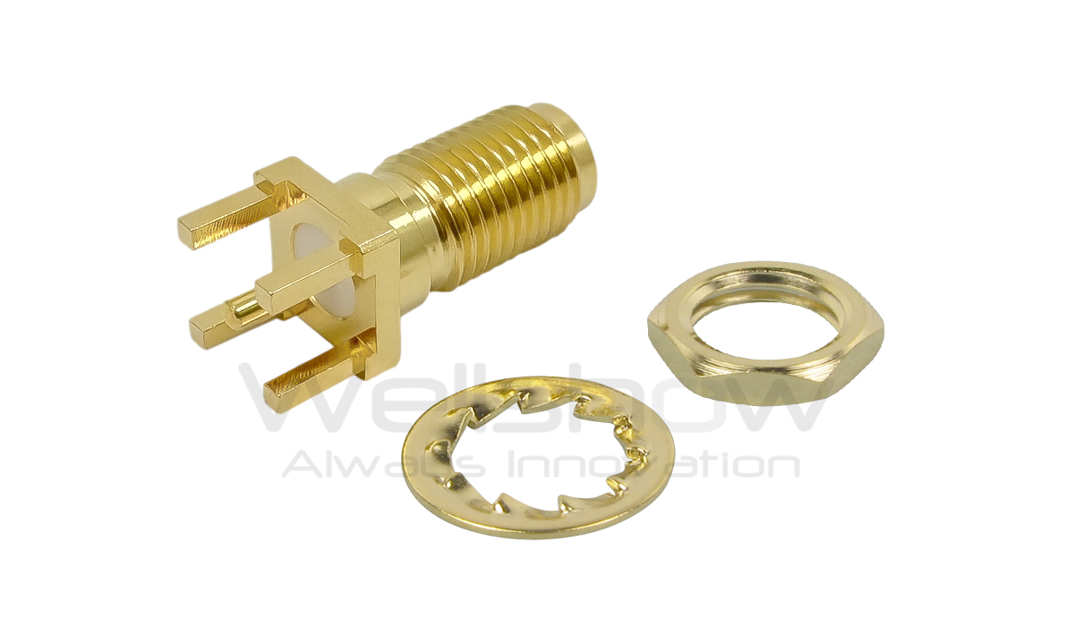 SMA Jack(Female) Straight, Bulkhead PCB Through Hole, 50ohm, 18GHz ...